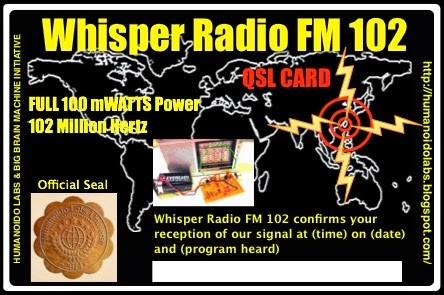 BIG BRAIN TECHNOLOGIES: FM Radio Station QSL Card
