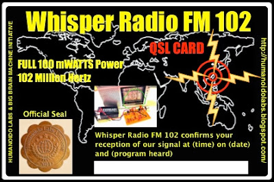 BIG BRAIN TECHNOLOGIES: FM Radio Station QSL Card