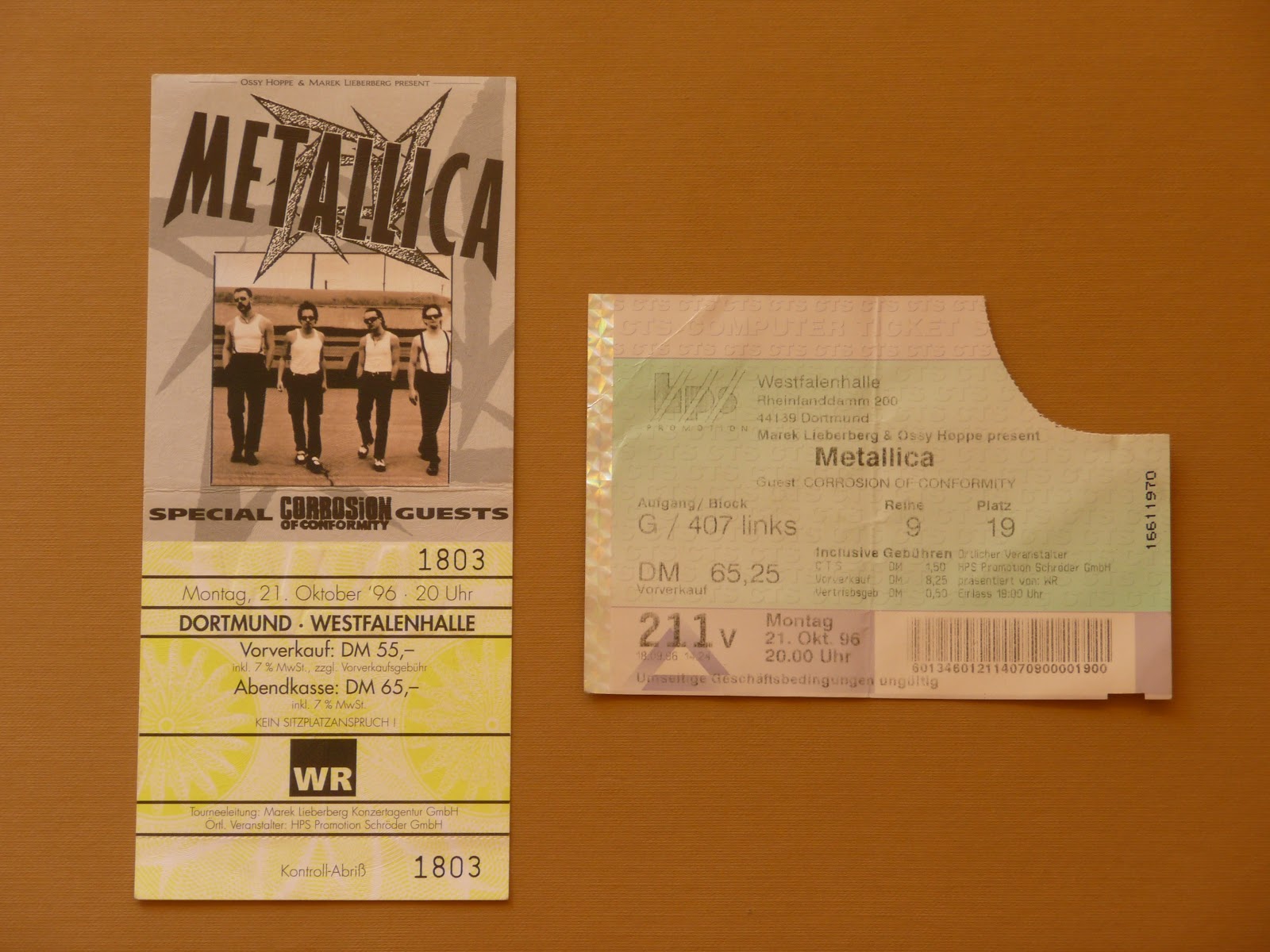Metallica Tickets Collection: One concert - different tickets