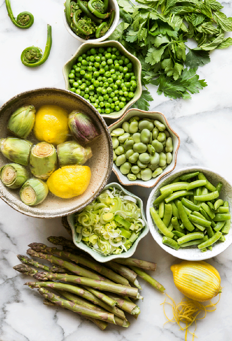 A Cornucopia of Spring Vegetables - WILD GREENS & SARDINES