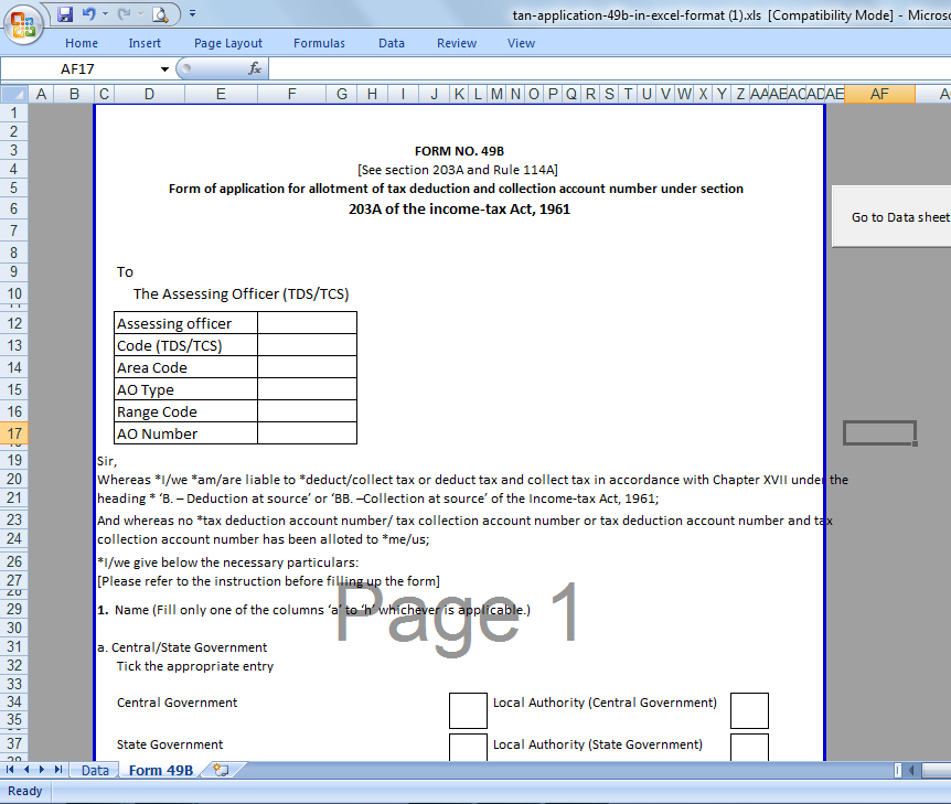 Taxblog India TAN Application Form 49B In Excel With Auto Fill Function taxblog-india-tan-application-form-49b-in-excel-with-auto-fill-function