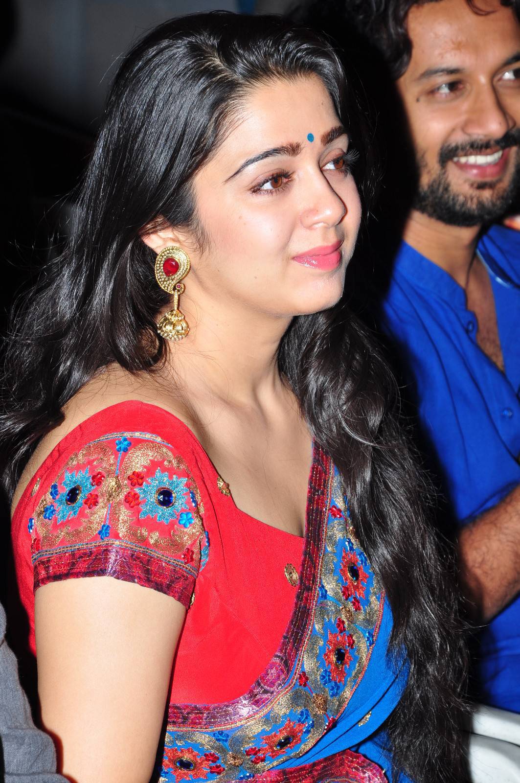 Charmi Kaur Beautiful In Blue Saree