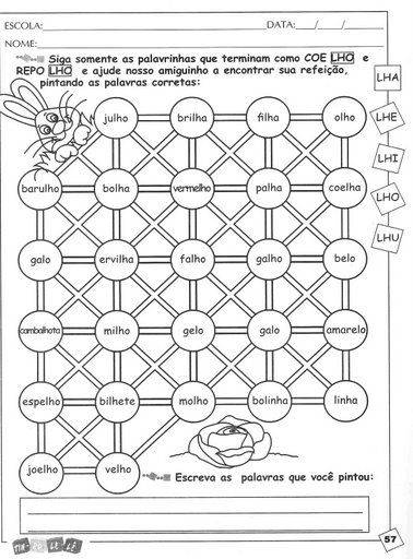 Atividade lha, lhe, lhi, lho e lhu | Atividades Educativas