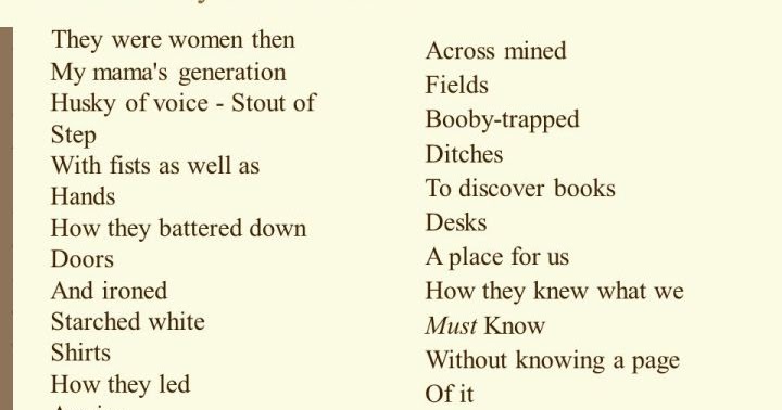 Captivated Reader: Women by Alice Walker (Poem) ~ Happy International ...