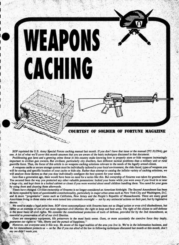 Modern Guerrilla War: Caching Weapons and Equipment