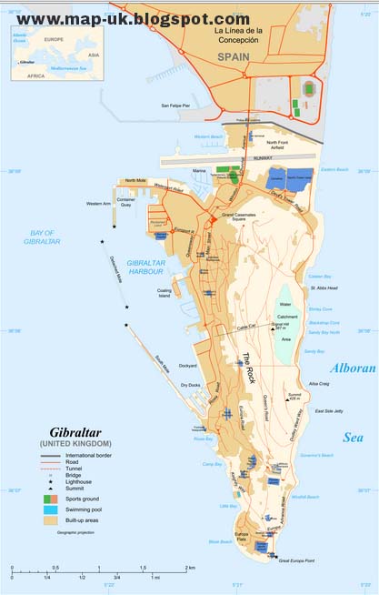 Map of UK: Gibraltar Region Political Map