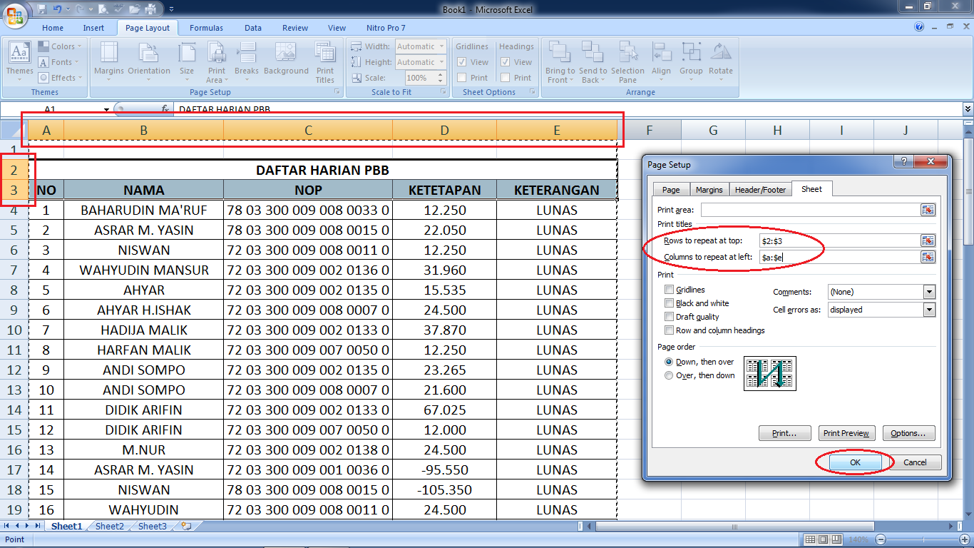 Cara Membuat Tabel di Mic. Excel Hingga Beberapa Halaman ~ Carangkuai ...