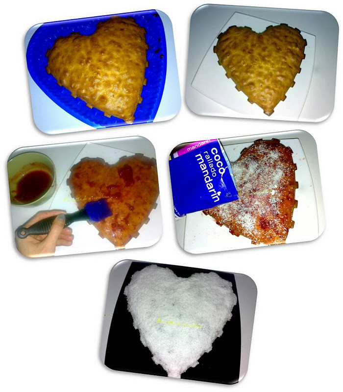 Corazón de coco y arándanos