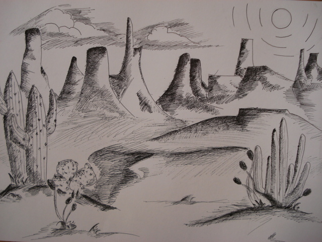 a faithful attempt: Southwestern Pen & Ink Landscape Drawing