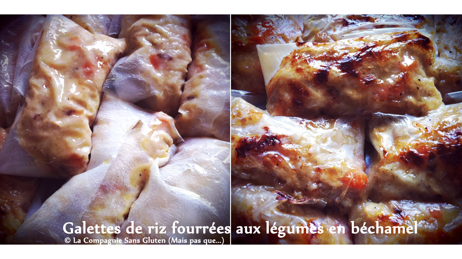 Galettes de riz fourrées aux légumes en béchamel - La Compagnie Sans Gluten