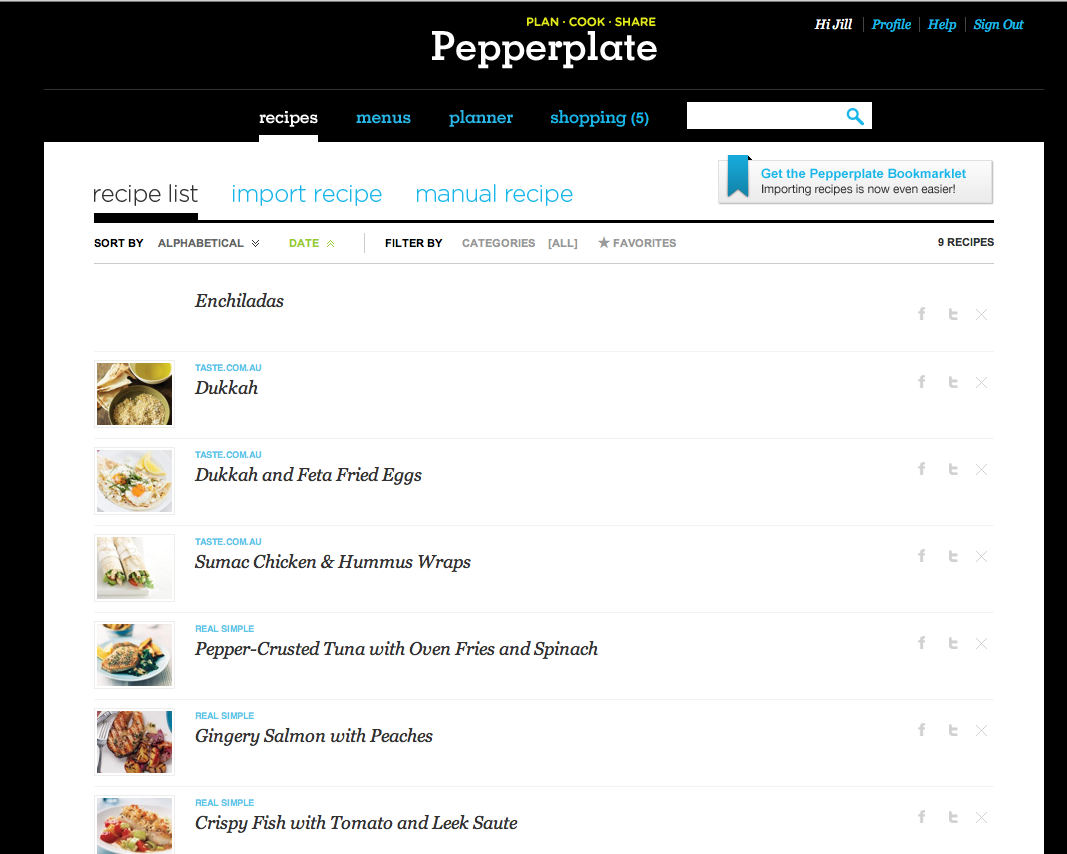 Pepperplate for Recipe Management, Food Shopping, Meal Planning