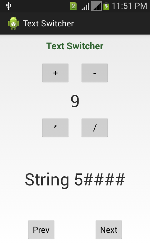 Android Application Development Beginner's Tutorial: How to Switch Data Using TextSwitcher ...