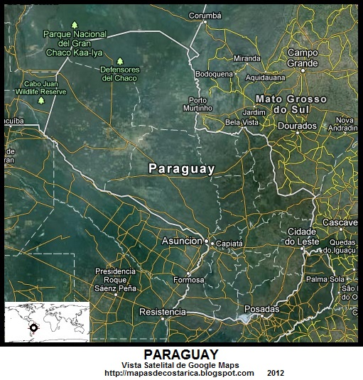 PARAGUAY, Vista Satelital de Google Maps