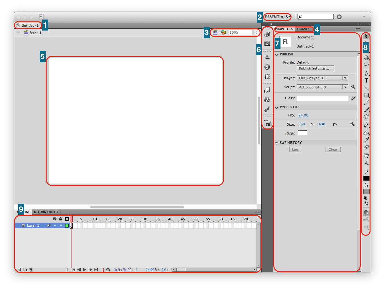 Prak 1 – Mengenal Tampilan Adobe Flash Professional [ANIMASI 2D]
