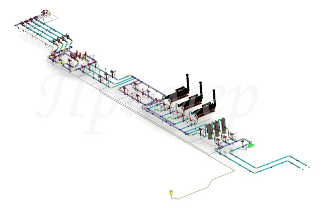 SolidWorks piping: Section of the main gas pipeline project