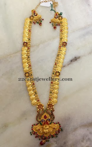 Kasu Haram with Meena Work - Jewellery Designs