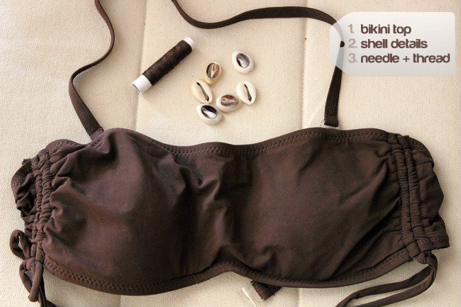 Cute and easy DIY: Embellished bikini tops: 1. Pink lace & 2. Shell ...