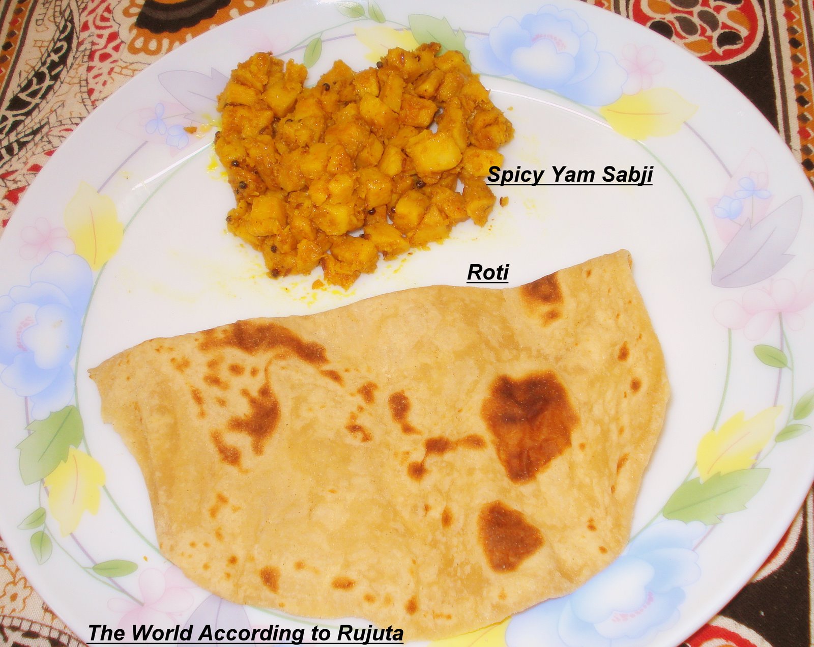 The World according to Rujuta: Day Three : Spicy Yam Sabji with Roti
