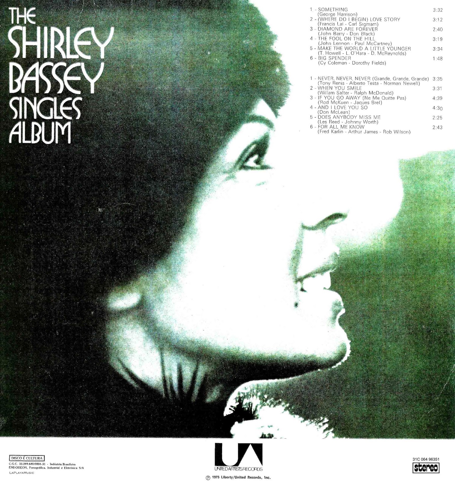 LA PLAYA MUSIC - OLDIES: SHIRLEY BASSEY - SINGLES ALBUM - 1975