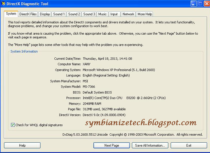 Introduction to Dxdiag or DirectX Diagnostic Tools ~ Technology ...