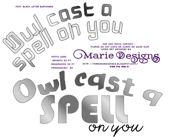 Marie's Designs: CDO AOTW Word Art Contest
