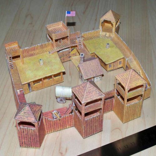 Vintage Western Fort Paper Model | Tektonten Papercraft