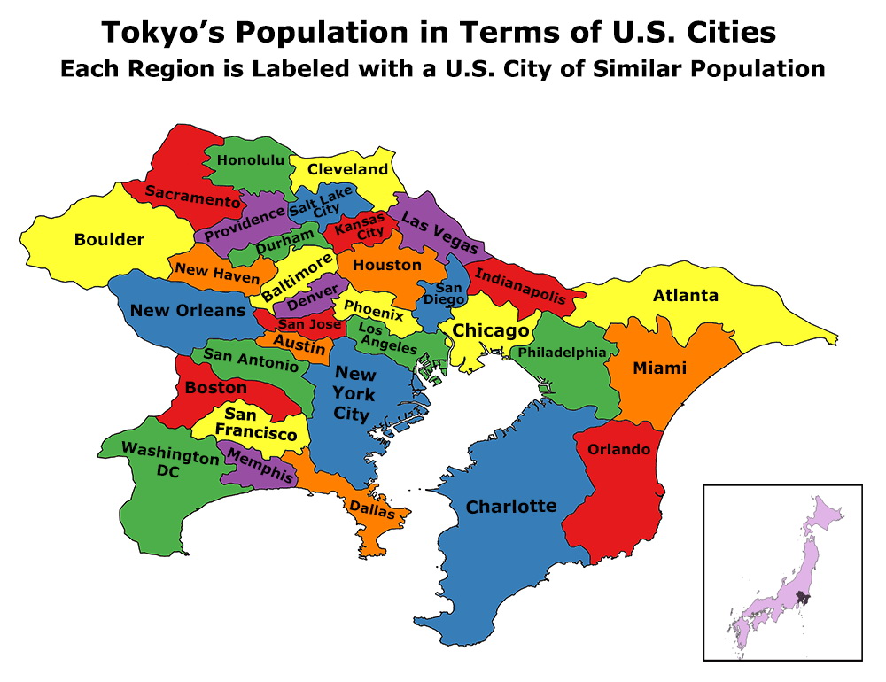 How Many U.S. Cities Can You Fit Inside Tokyo? - Vivid Maps