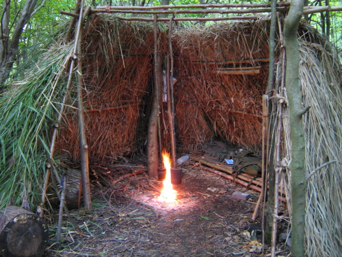 Zelfredzame Buitenmens: Bushcraft: lean to van natuurlijk materiaal