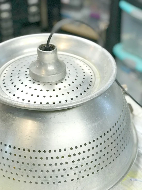 Hanging Farmhouse Colander Light