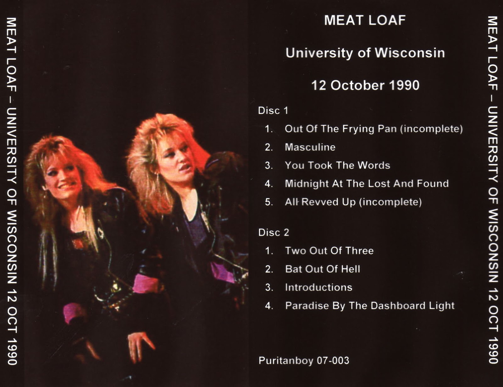High Quality Bootlegs: Meat Loaf - University Of Wisconsin