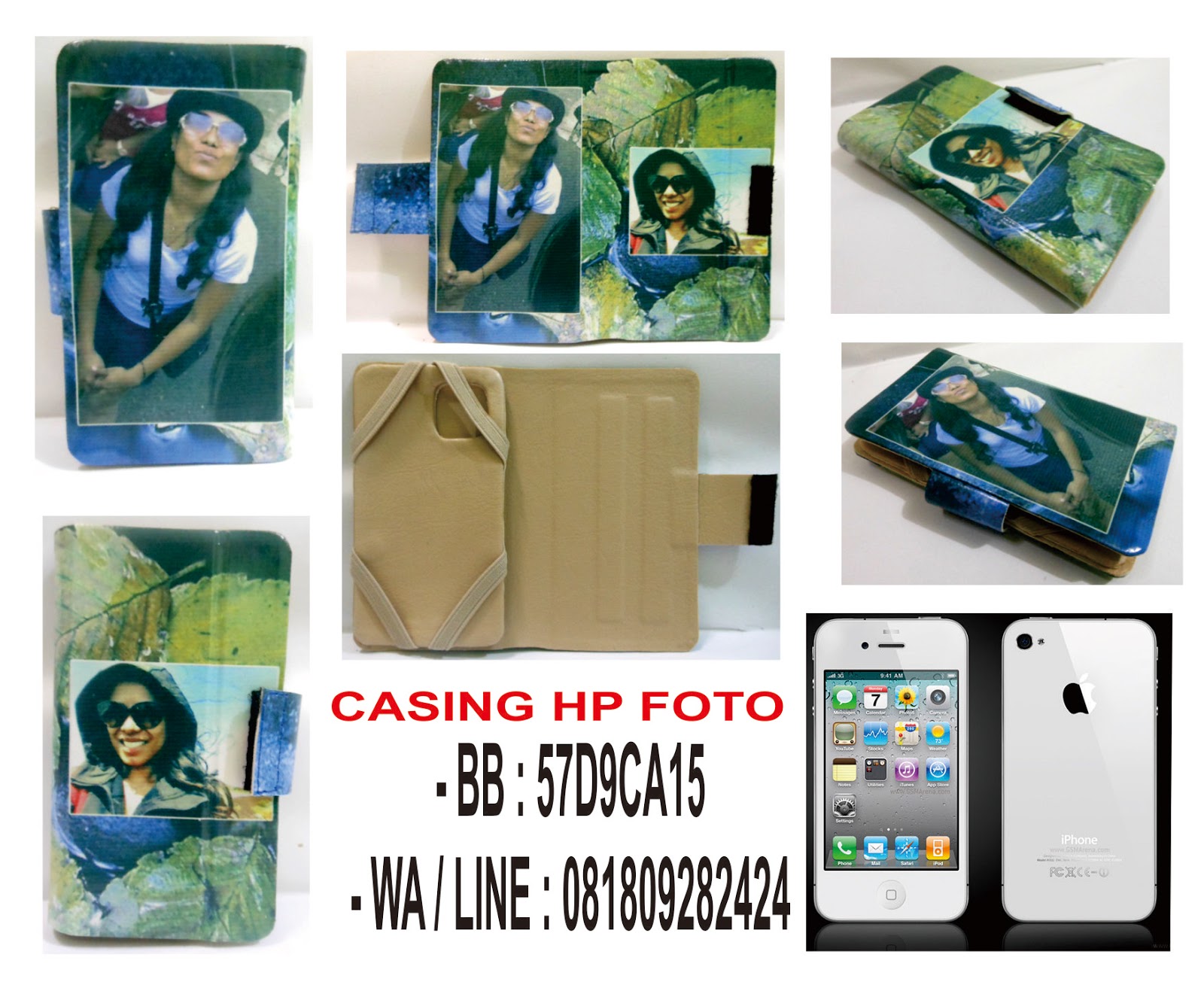 CASING HP FOTO: Casing Flip Cover Foto untuk Apple iPhone 4