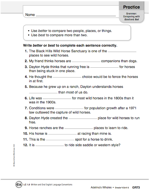 Homework 2012-2013: April 1st - Grammar Worksheets