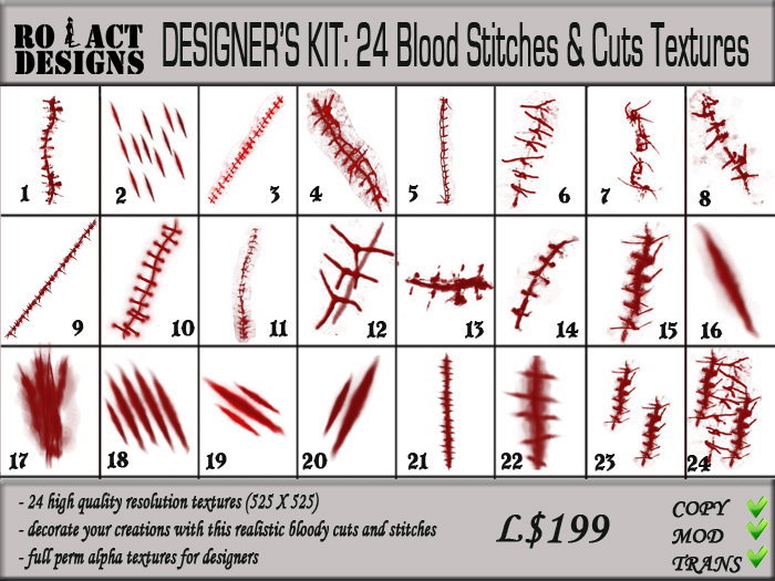 Ro!Act Designs: ..::RO!ACT::..DESIGNS 24 Bloody Stitches & Cuts Alpha ...