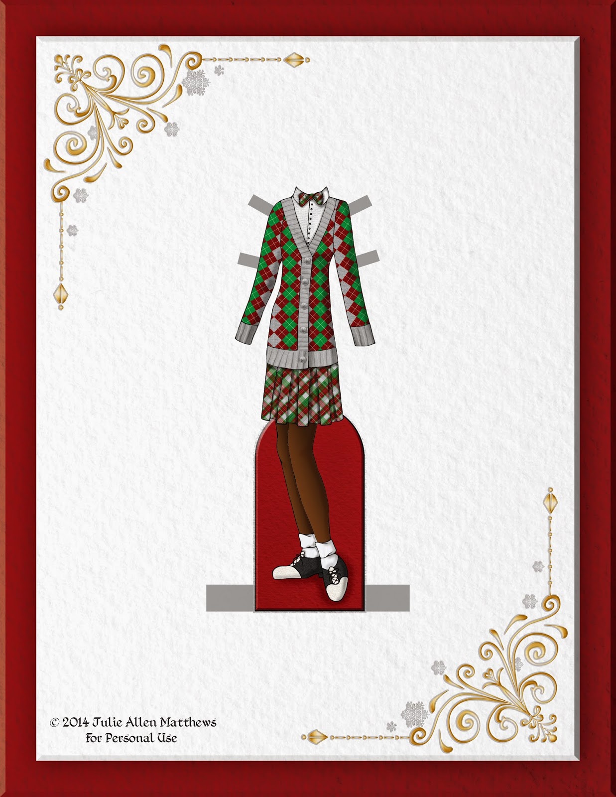 Paper Doll School: December Paper Doll - Outfit 6 in Red