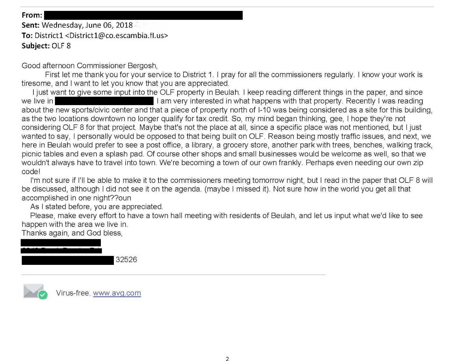 Jeff Bergosh Blog: Constituent Email on OLF 8--and My Response..