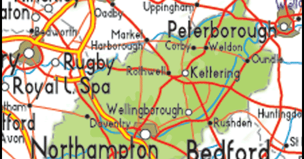 Northamptonshire Map Political Regional | United Kingdom Map Regional ...