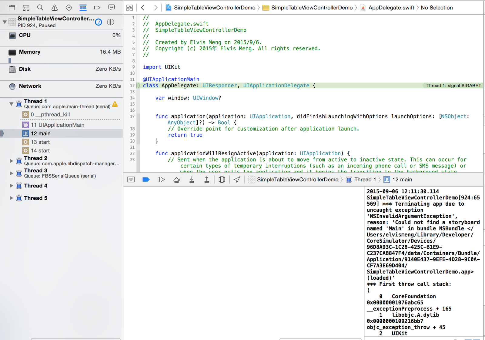 Apple Swift Programming Error Could Not Find A Storyboard Named Main In Bundle Nsbundle