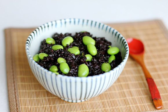 Green Cilantro: Black Rice with Edamame Beans