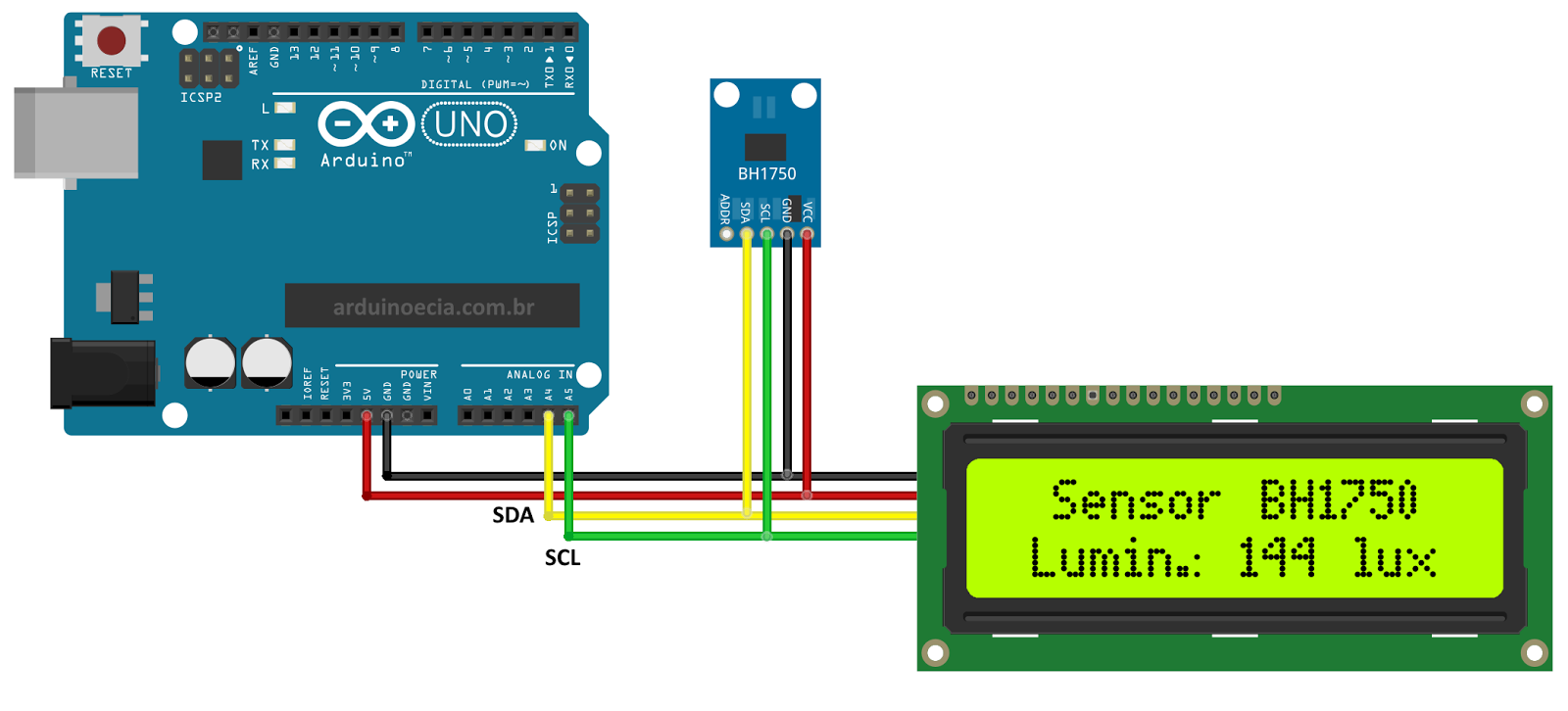 Sensor de luminosidade BH1750 com Arduino - Arduino e Cia