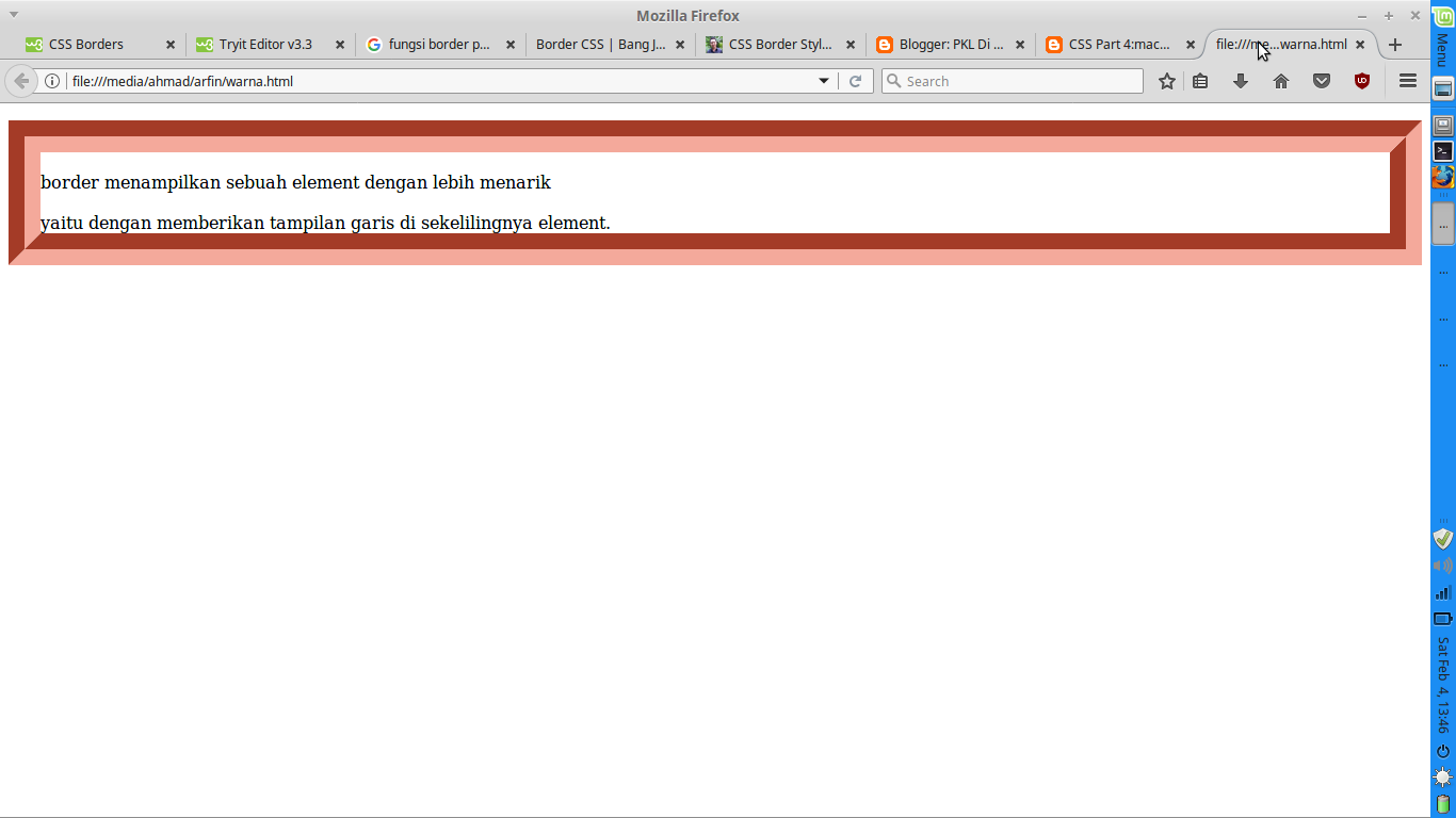 CSS Part 5 : CARA PENGGUNAAN BORDER DAN MACAM-MACAM BORDER