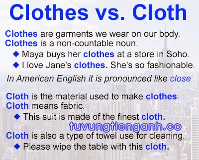 Phân biệt Cloth và Clothes | English Today