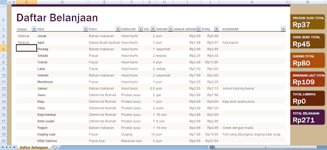 Membuat Daftar Belanjaan Dengan Menggunakan Template Excel - ADH-EXCEL.COM Tutorial