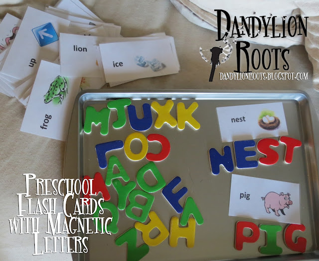 Dandylion Roots: Car Travel - Part Five: Alphabet Magnets with Flash Cards