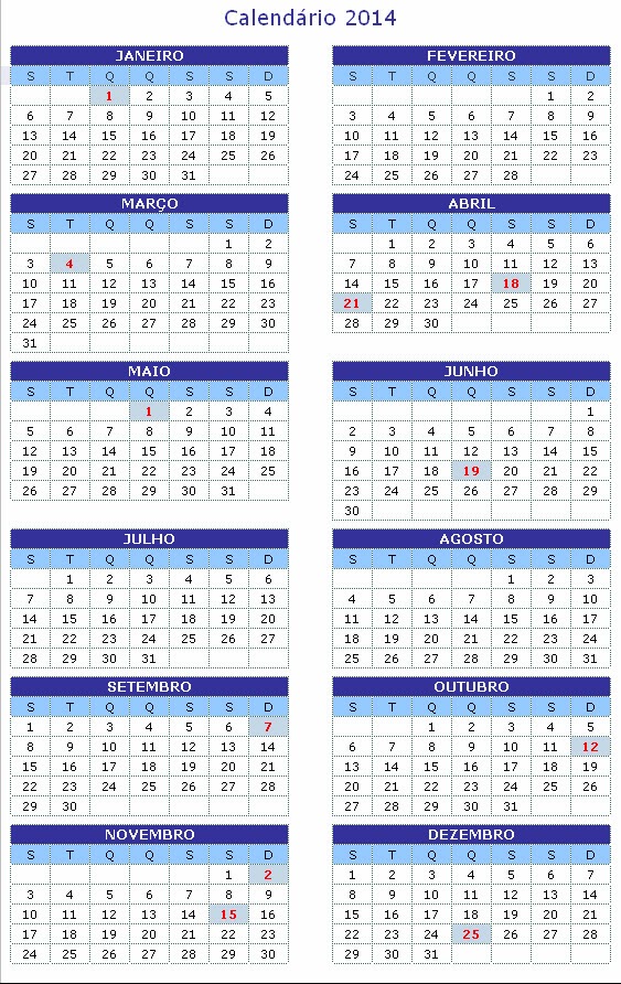 7 Calendário 2014 para Imprimir - Agora Dicas
