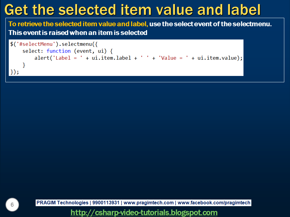 Sql server, .net and c# video tutorial: jquery selectmenu widget