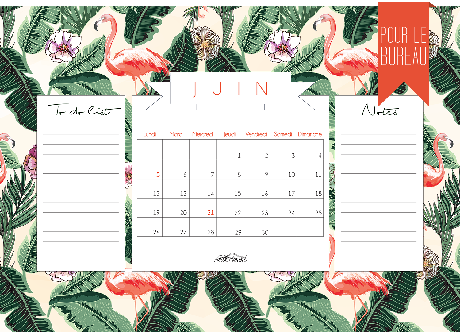 Sélection de calendriers à imprimer pour le mois de Juin! - Au Café des ...