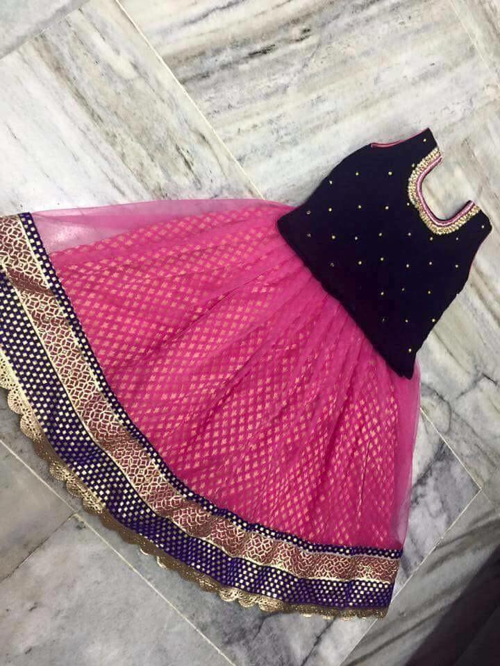 Pink Color Combination Grand Traditional Pattu Pavadai / pattu langa ...
