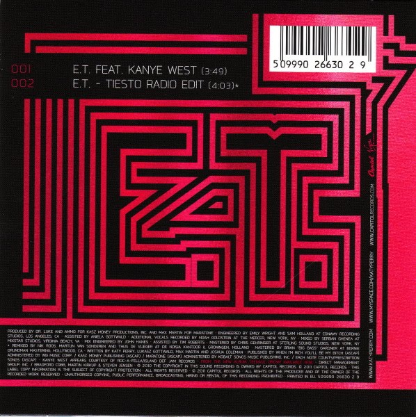 Single: Katy Perry - E.T. (Feat. Kanye West) - Encartes Pop