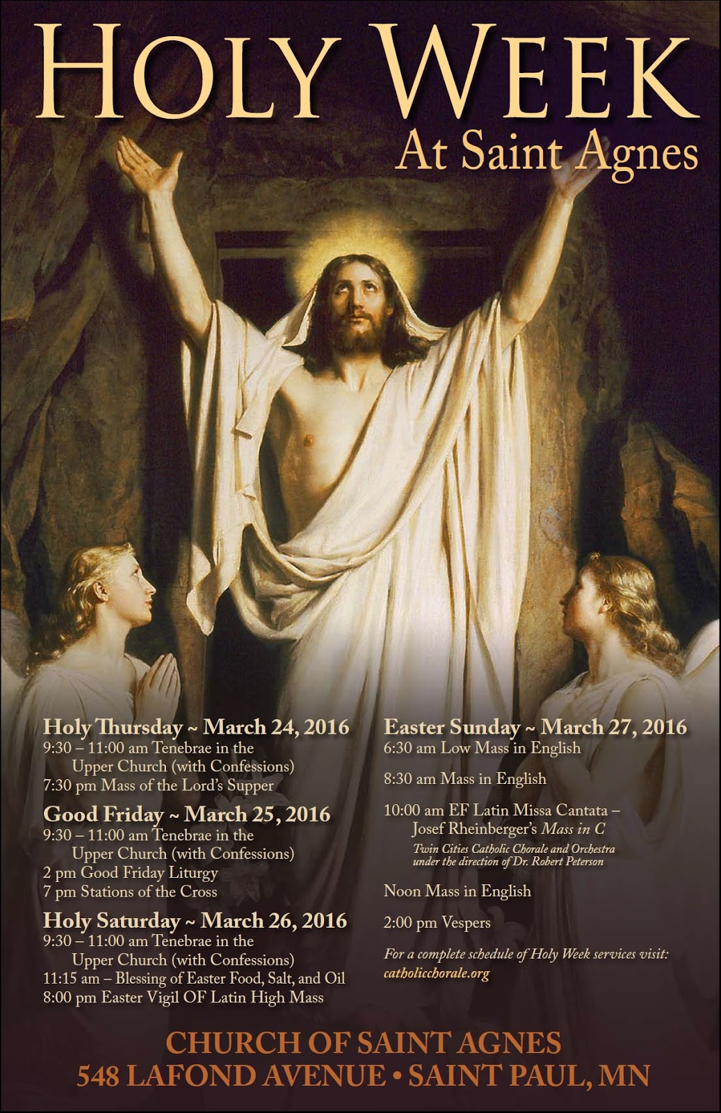 Holy Week Schedule - St. Agnes Parish, St. Paul, MN - Chant Café
