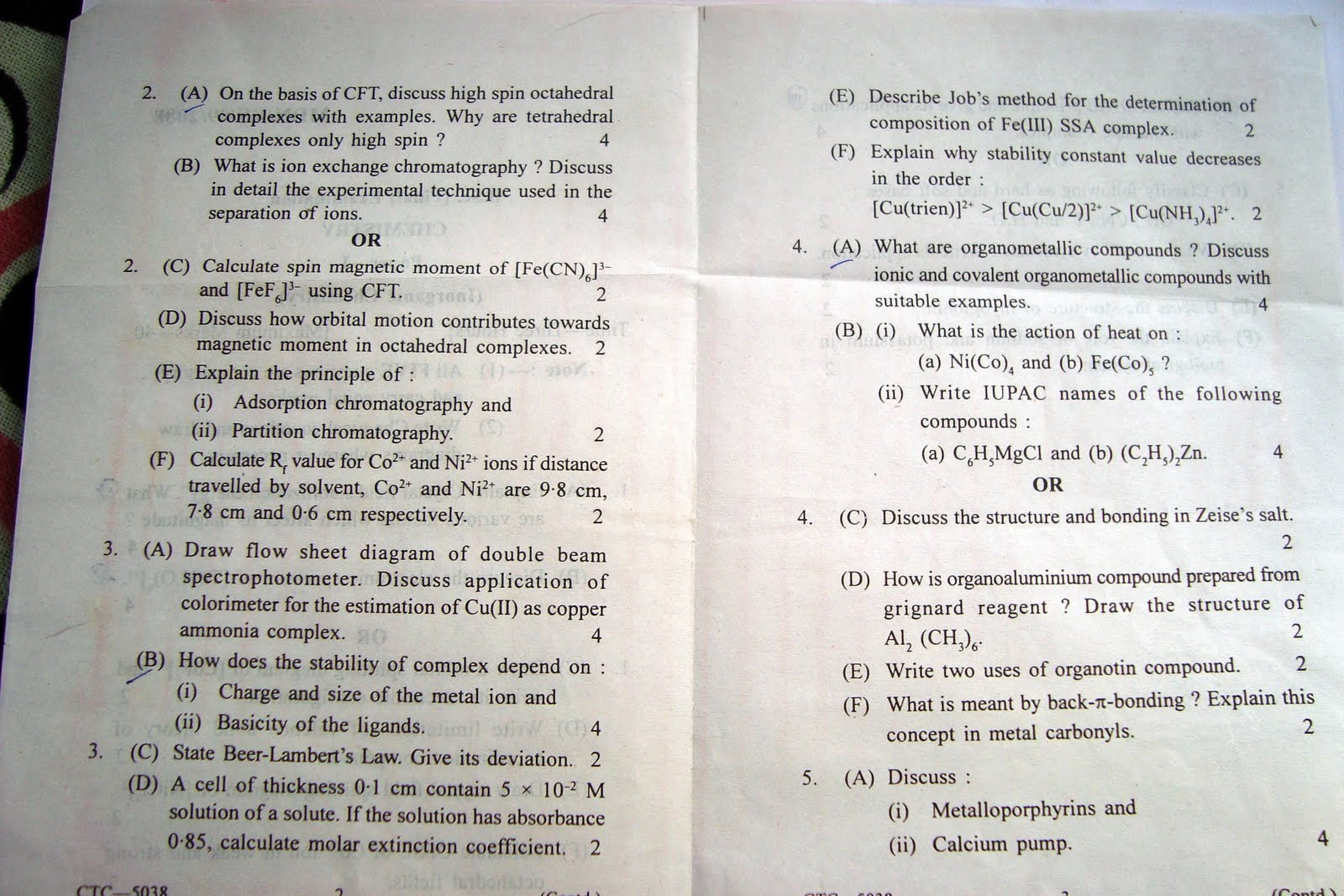 ico blogs: BSc Question Paper | BSC Final Chemistry Paper-1 Summer 2009